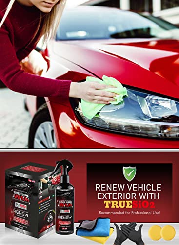 Super Shine Armor Supreme Quality Waterless Wash and Wax Ceramic Coating with Accessories - Clean Vehicle Exterior, Shine, and Protect from Rusting and Scratches with Long Lasting Hydrophobic Effect