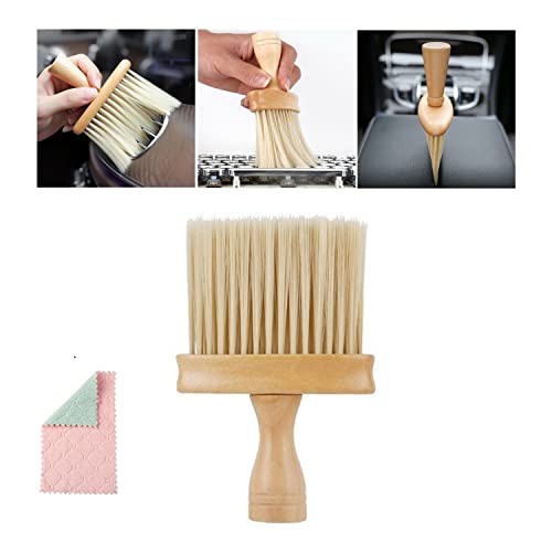 SANYISAN High Density Ultra Soft Detail Brush with Cotton Fabric, Car Brush, Interior Dusting Wooden Handle Tool for and Keyboard Deep Cleaning (A-1PC) 6.3×4.13×1.18in