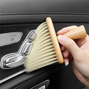 SANYISAN High Density Ultra Soft Detail Brush with Cotton Fabric, Car Brush, Interior Dusting Wooden Handle Tool for and Keyboard Deep Cleaning (A-1PC) 6.3×4.13×1.18in