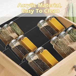 MOVNO Expandable Spice Drawer Organizer, Adjustable and Durable Acrylic Spice Rack Drawer Organizer, Seasoning Spice Jar Organizer Drawer for Kitchen Cabinets Countertop