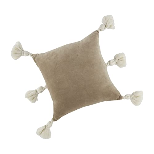 Mud Pie Solid Velvet Pillow, 18" x 18", Taupe 65 Count