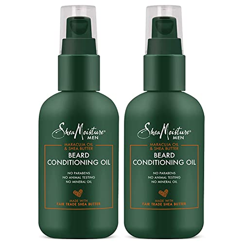 SheaMoisture Beard Conditioning Oil for Men, Beard Oil with Coconut Oil, Olive Oil, Maracuja Oil & Shea Butter to Moisturize & Soften, Beard Conditioner & Detangler, Pack of 2-3.2 Fl Oz Ea