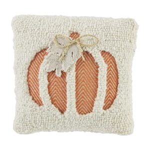 mud pie thanksgiving small hook pillow, 8" x 8", pumpkin 53 count