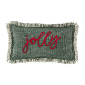 mud pie mini christmas pillow, 12"x 6", jolly 118 count