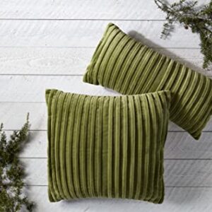 Mud Pie Green Velvet Pillow, 22" x 11", Lumbar 137 Count