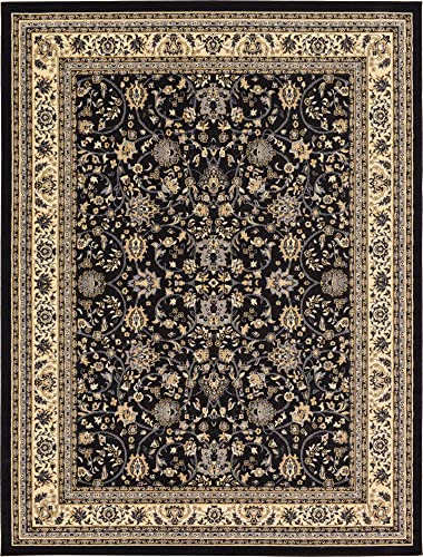 Rugs.com Yasmin Collection Rug – 9' x 12' Black Medium Rug Perfect for Living Rooms, Large Dining Rooms, Open Floorplans