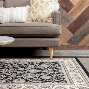 Rugs.com Yasmin Collection Rug – 9' x 12' Black Medium Rug Perfect for Living Rooms, Large Dining Rooms, Open Floorplans