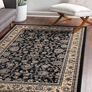 Rugs.com Yasmin Collection Rug – 9' x 12' Black Medium Rug Perfect for Living Rooms, Large Dining Rooms, Open Floorplans