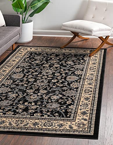 Rugs.com Yasmin Collection Rug – 9' x 12' Black Medium Rug Perfect for Living Rooms, Large Dining Rooms, Open Floorplans