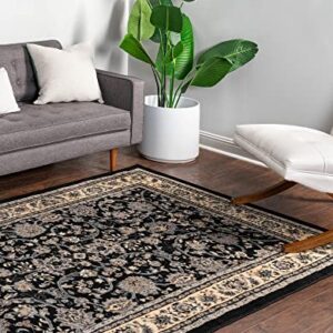 Rugs.com Yasmin Collection Rug – 9' x 12' Black Medium Rug Perfect for Living Rooms, Large Dining Rooms, Open Floorplans