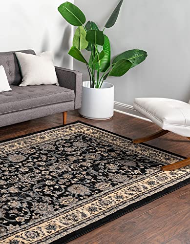 Rugs.com Yasmin Collection Rug – 9' x 12' Black Medium Rug Perfect for Living Rooms, Large Dining Rooms, Open Floorplans