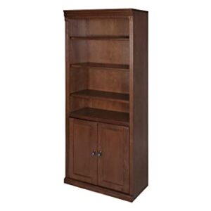 Martin Furniture Huntington Oxford Wood Bookcase with Doors, Storage Cabinet, Office Shelves, Brown (HO3072D/B)