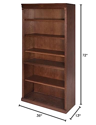 Martin Furniture Huntington Oxford 72" Wood Bookcase, Storage Cabinet, Office Shelves, Brown (HO3672/B)