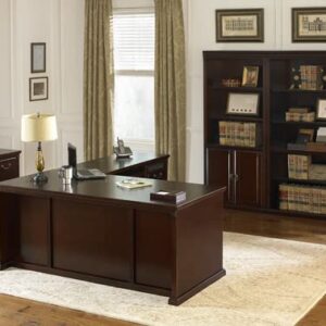 Martin Furniture Huntington Club 84'' Wood Bookcase, Storage Cabinet, Office Shelves, Cherry, Brown (HCR3684/D)