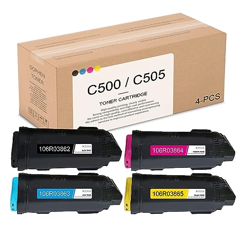 VersaLink C500 / C505 High Capacity Toner Cartridge(106R03862 106R03863 106R03864 106R03865) 4-Color Set Compatible Replacement for Xerox VersaLink C500 C505 C500N C505N C500DN C505DN Printer