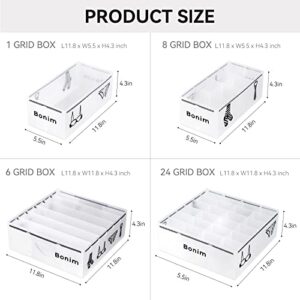 bonim Foldable Underwear Drawer Organizer Plastic Closet Storage Box for Bra, Lingerie, Undies, Waterproof Baskets Bins Containers Divider for Bedroom, Bathroom, Kitchen(4 Pcs, White)