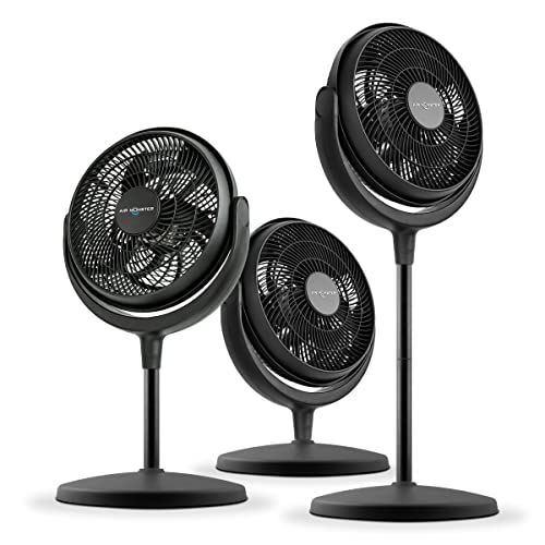 Air Monster 12 Inch Power Stand Fan and Floor Fan, Room Fan, Turbo fan, Air Circulator Fan, 3 Speed Settings, High Velocity, Adjustable Tilt, Black