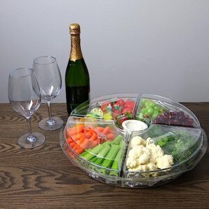 7Penn Acrylic Appetizer Serving Tray - 16.5in Multi Compartment Clear Chilled Serving Platter with Lids and Ice Tray