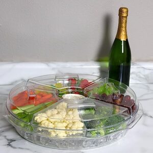 7Penn Acrylic Appetizer Serving Tray - 16.5in Multi Compartment Clear Chilled Serving Platter with Lids and Ice Tray