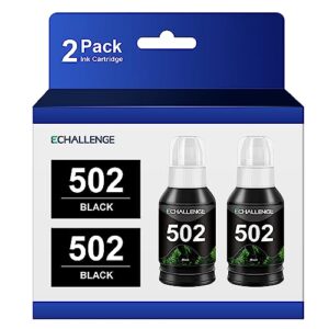 502 t502 compatible black ink bottle replacement for epson 502 t502 high yield to use with et-15000, et-2700, et-2760, et-3710, et-2750, et-3700, et-4750, et-4760 et-3750 et-3760 printer (2 black)