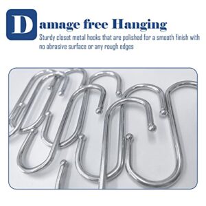 S Shaped Hooks,50 Pack S Hooks Heavy Duty,S Hooks for Hanging Clothes for Coats Jean Plants Cups Pot Bag Towel Outdoor,4 Inch(Silver)