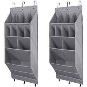 yteseery 2 pack over the door shoe organizer, door shoe rack with large deep pockets, hanging shoe organizer for narrow door, shoe rack for door, shoe holder hanging shoe rack for closet door, grey