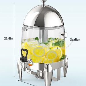 Beverage Dispenser 3 Gallon Hot And Cold Plastic Drink Dispenser with Spigot Lemonade Tea Water Coffee Chafer Urn With Ice Core, for Parties Buffet Catering Hot & Cold Drinks (PC Transparent)