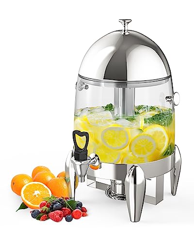 Beverage Dispenser 3 Gallon Hot And Cold Plastic Drink Dispenser with Spigot Lemonade Tea Water Coffee Chafer Urn With Ice Core, for Parties Buffet Catering Hot & Cold Drinks (PC Transparent)