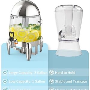 Beverage Dispenser 3 Gallon Hot And Cold Plastic Drink Dispenser with Spigot Lemonade Tea Water Coffee Chafer Urn With Ice Core, for Parties Buffet Catering Hot & Cold Drinks (PC Transparent)