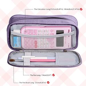 Pencil Case, Large Capacity Pencil Case for Kids Adults Teen, Handheld 3 Compartments Pencil Box Pouch Stationery Bag, Portable Office Stationery Makeup Bag School Supplies, Purple