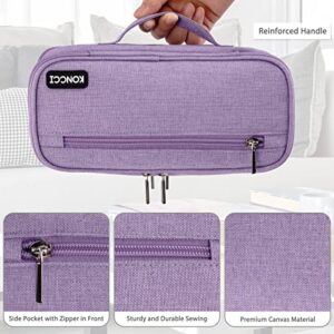 Pencil Case, Large Capacity Pencil Case for Kids Adults Teen, Handheld 3 Compartments Pencil Box Pouch Stationery Bag, Portable Office Stationery Makeup Bag School Supplies, Purple