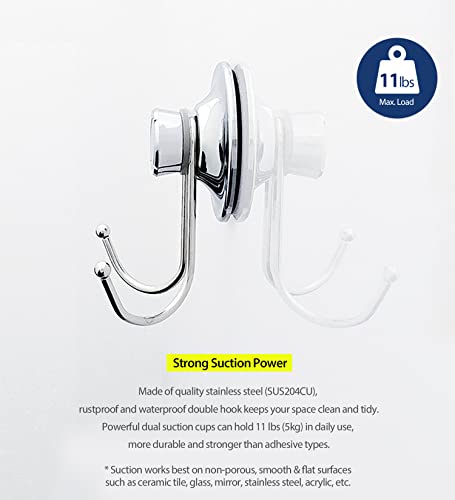 COELO Heavy Duty Vacuum Suction Cup Double Hook Hanger Stainless Steel