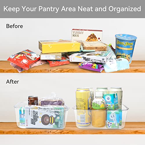 Pafino Plastic Storage Baskets - Small Pantry Organizer Bins Stackable Basket Household Organizers for Kitchen, Shelves, Countertops, Desktops, Cabinets, Bedrooms and Bathrooms (acrylic)