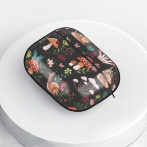 Compatible with Airpods Pro Case Cover 2019 - Mushroom Snails Butterfly Flower Pattern, Protective Case for Apple AirPod Charging with Keychain Shockproof for Girls Women Men - Black