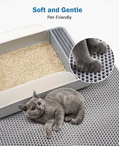 Fostanfly Cat Litter Mat, Large Urine Proof Litter Box Mat, Double Layer Easy Clean Machine Washable Litter Trapping Mat, Waterproof Leakproof Anti-Slip, Scatter Control Kitty Litter Mats for Floor…