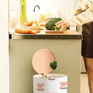 CAKOJV188 Round Trash Can with Press Lid Hand Drawn Color Seamless Repeating Childish Simple Cute Pigs Small Garbage Can Trash Bin Dog-Proof Trash Can Wooden Legs Waste Bin Wastebasket 7L/1.8 Gallon