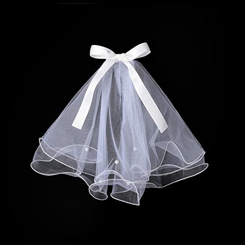 Gigicloud Dog Veil Dress Bride Costume Pet Wedding Veil with Clip Handmade Dog Hair Bow Veil Headwear Dog Hair Accessories for Valentines Day Wedding Party Decoration One Size