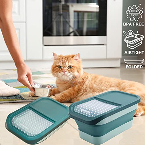 LKSTK 13 LB Collapsible Dog Food Storage Container, Folding Pet Food Container with Lids, Airtight Cat Food Containers with Measuring Cup and Scoop, Kitchen Rice Storage for Pet Food, Cereal