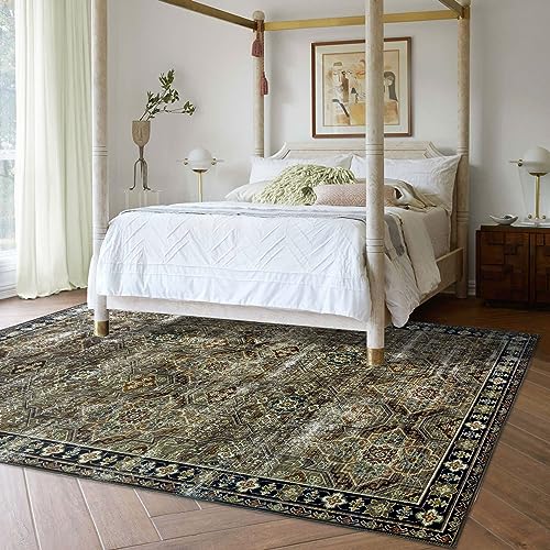 DECOMALL BAOLA Large Area Rugs, Vintage Carpet for Living Room Bedroom, Olive 7'6''x9'6''