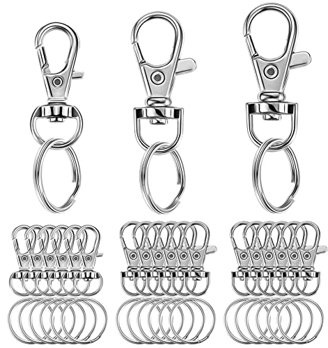 YHYZ Keychain Key Chain Rings Clips Swivel Bulk (40pcs), Small + Medium + Large, Swivel Lanyard Snap Hooks (Lobster Claw Clasp) with Rings, for Keychain Crafts Resin, Lanyard, Bag, Purse,Tag