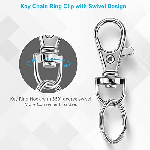 YHYZ Keychain Key Chain Rings Clips Swivel Bulk (40pcs), Small + Medium + Large, Swivel Lanyard Snap Hooks (Lobster Claw Clasp) with Rings, for Keychain Crafts Resin, Lanyard, Bag, Purse,Tag