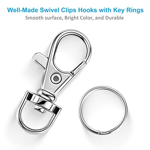 YHYZ Keychain Key Chain Rings Clips Swivel Bulk (40pcs), Small + Medium + Large, Swivel Lanyard Snap Hooks (Lobster Claw Clasp) with Rings, for Keychain Crafts Resin, Lanyard, Bag, Purse,Tag