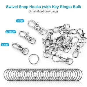 YHYZ Keychain Key Chain Rings Clips Swivel Bulk (40pcs), Small + Medium + Large, Swivel Lanyard Snap Hooks (Lobster Claw Clasp) with Rings, for Keychain Crafts Resin, Lanyard, Bag, Purse,Tag