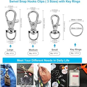 YHYZ Keychain Key Chain Rings Clips Swivel Bulk (40pcs), Small + Medium + Large, Swivel Lanyard Snap Hooks (Lobster Claw Clasp) with Rings, for Keychain Crafts Resin, Lanyard, Bag, Purse,Tag