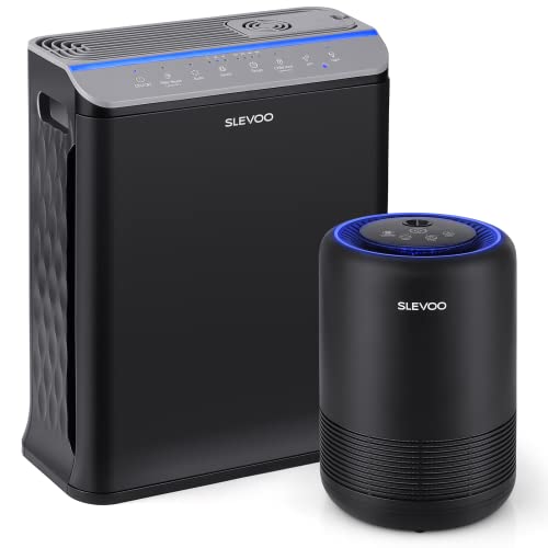 Slevoo HEPA Air Purifiers for Home, H13 True HEPA Filter Cleaner with H13 True HEPA Filter Cleaner, Effectively Clean Smoke, Dust, Pollen, Pet Dander, Odors