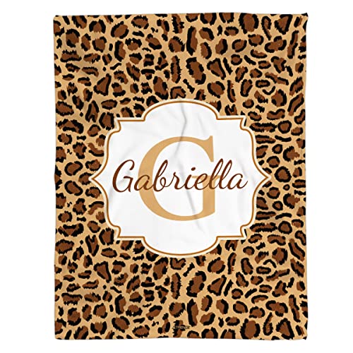 TRIENCY Cheetah Leopard Print Blanket Monogrammed Personalized Blankets for Adults Kids Baby Women 30x40 50x60 60x80 Soft Fleece Or Sherpa Throws Custom Name Christmas Birthday Gifts