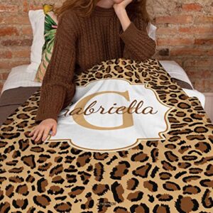 TRIENCY Cheetah Leopard Print Blanket Monogrammed Personalized Blankets for Adults Kids Baby Women 30x40 50x60 60x80 Soft Fleece Or Sherpa Throws Custom Name Christmas Birthday Gifts