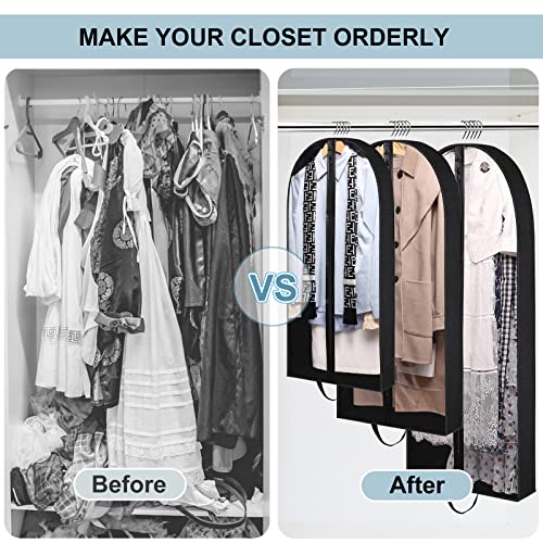 Clear Garment Bags Suit Bag:3 pack 50'' inch Closet Storage Hanging Clothes Business Non Woven Suit Cover Travel Dress Bag For Coats,Uniforms,Sweaters, Jackets