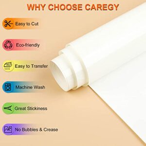 CAREGY Iron on Vinyl Heat Transfer Vinyl Roll HTV (12''x9',White)