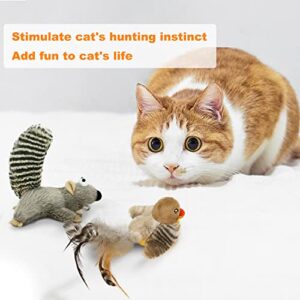 LEFFSOFIZ 2 PCS Cat Toys for Indoor Cats Chirping Bird Cat Toys Interactive Feather Toy Birds Squeak Kitten Toys Cat Toy Electronic Bird Toys for Kittens